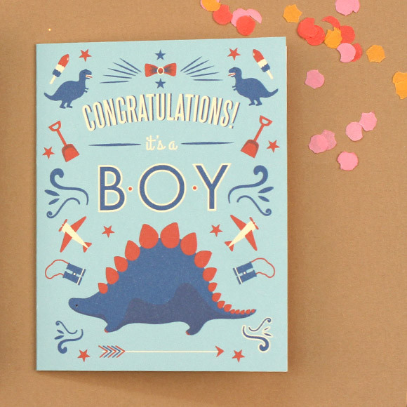 Dinosaur Congratulations Baby Card Printable by Basic Invite